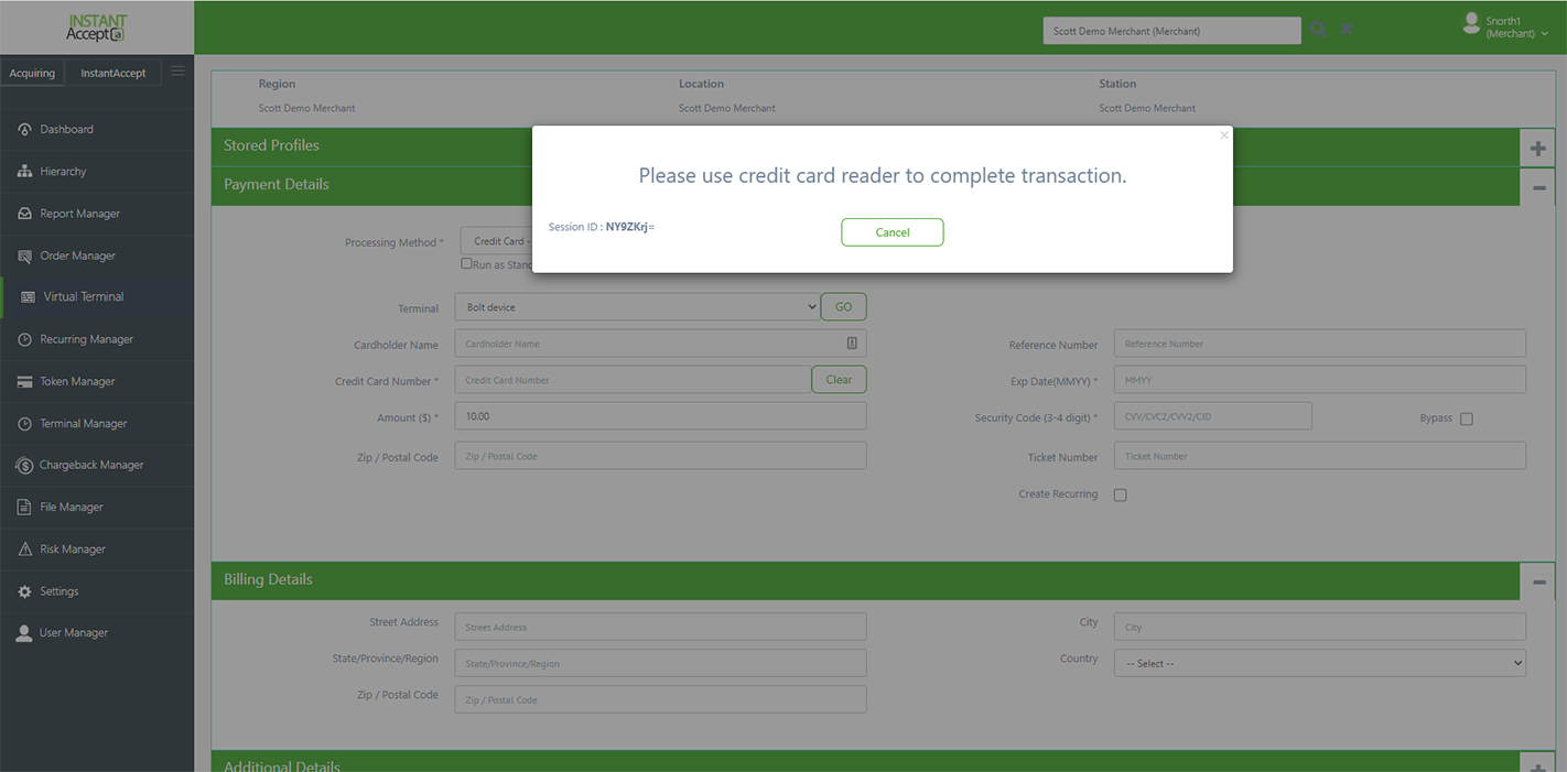 Bolt Terminal Transactions Through Virtual Terminal | Instant Accept